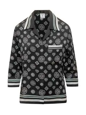 Casablanca Silk Logo Pyjama Shirt - Nero