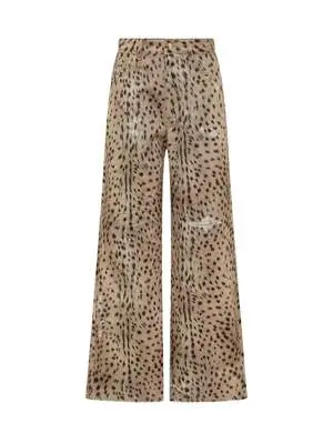 Amiri Jet Set Animal Print Wide Leg Denim Pants - Dark Brown