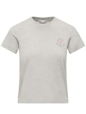 Moncler Cotton Short Sleeve Printed Logo T-shirt - Grey