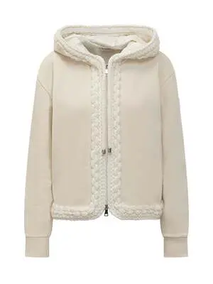 Moncler Knit Hooded T-shirt With Braided Trim