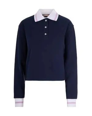 Marni Long Sleeve Cotton Piqué Polo Shirt - Blublack