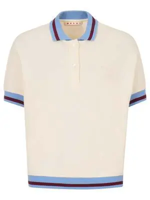 Marni Piqué Short Sleeve Polo Shirt - Ivory