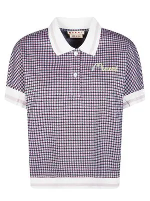 Marni Check Embroidery Polo Top - Rosa