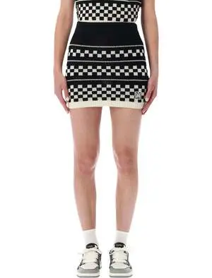 Amiri Checkered Mesh Mini Skirt - Nero