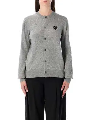 Play Comme Des Garcon Cardigan With Rhinestone Heart Detail