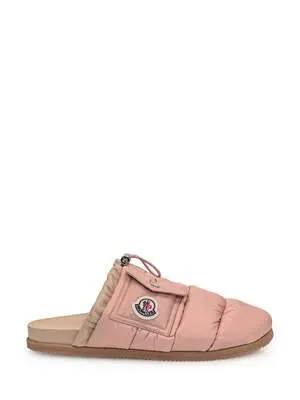 Moncler Quilted Nylon Slides With Leather Lining - Rosa