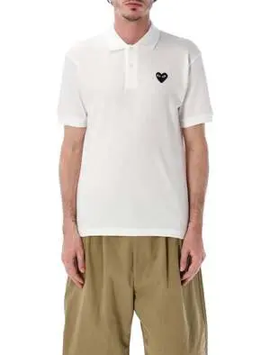 Play Comme Des Garcon Mini Refined Cotton Polo Shirt - White