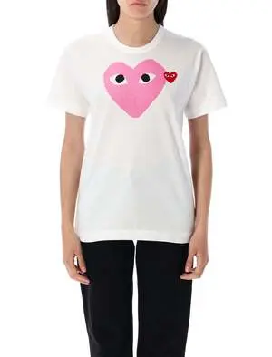 Play Comme Des Garcon Oversized Graphic Cotton T-shirt - Pink