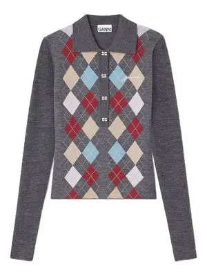 GANNI Polo Neck Sweater With Long Sleeves Size - Black