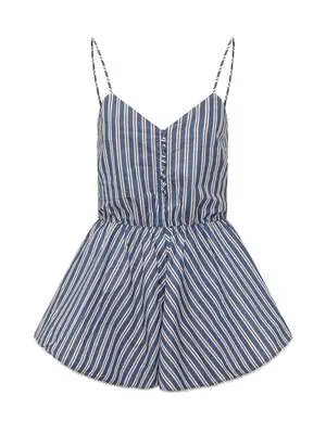 Andamane Mini Striped Jumpsuit With Subtle Paint Lines - Blue/rouge Noir