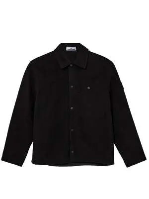 Stone Island Wool Overshirt With Snap Closure And Drawstring Hem