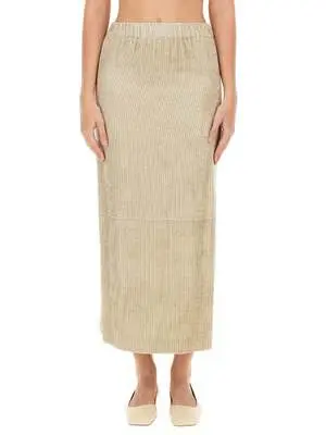 ALYSI ALYSI Velvet Midi Skirt Beige