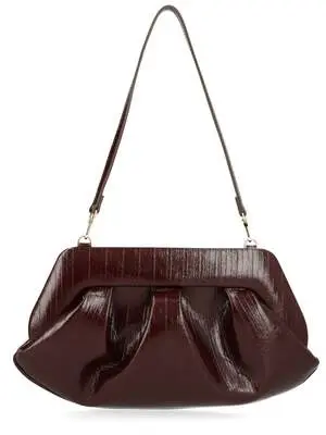 THEMOIRE Bios Gathered-effect Clutch Bag - Brown