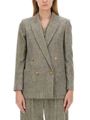 ALYSI Double-breasted Jacket Regular Fit - Grey