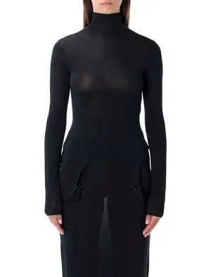 JEAN PAUL GAULTIER Long-sleeve High-neck Body With Lingerie Details - Blue