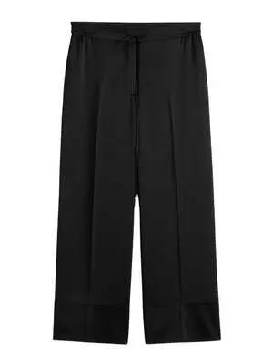 TOTEME Wide Leg Satin Trousers With Drawstring Waist