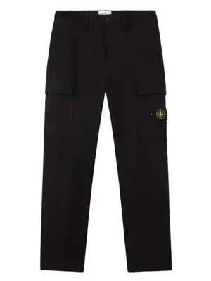 Stone Island Loose Fit Cargo Pants With Vertical Pockets - Black