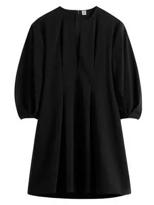 TOTEME Balloon Sleeve Cotton Dress - Black