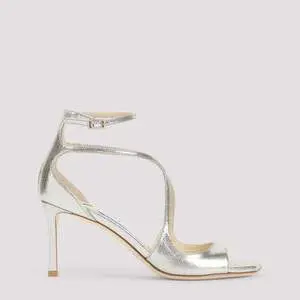 JIMMY CHOO Azia 75 Glitter Leather Sandals - Metallic