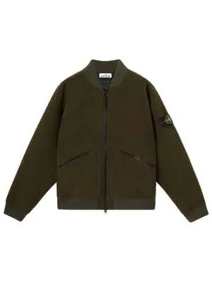 Stone Island Ribbed Bomber Jacket With Zip Pockets And Embroidered Logo