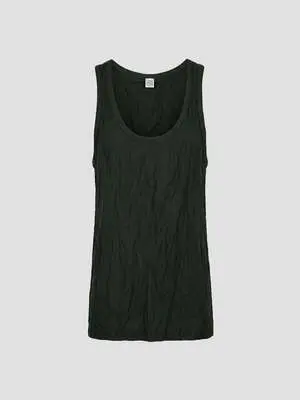 TOTEME TOTEME Wrinkled Cotton Tank Top Dark Green