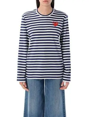 Play Comme Des Garcon Classic Striped Cotton T-shirt - Blue