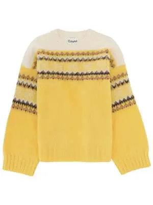 GANNI Turtleneck Patterned Knit Sweater