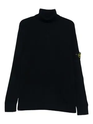 Stone Island Ribbed Wool Turtleneck Sweater Regular Fit