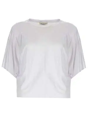 MARANT ETOILE Linen V-neck Cap-sleeve T-shirt - White