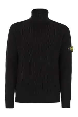 Stone Island Ribbed Turtleneck Pullover - Black