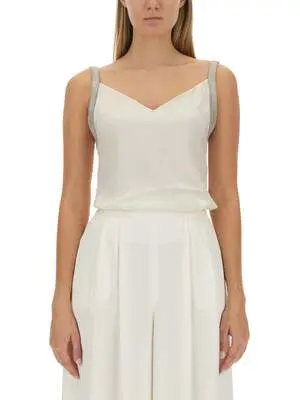 Fabiana Filippi Satin Lingerie Top - White