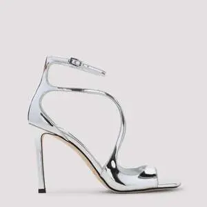 JIMMY CHOO Azia 95 Patent Leather Sandals - Metallic