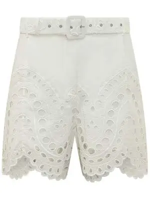 Charo Ruiz Ibiza Belted Embroidered Mini Shorts