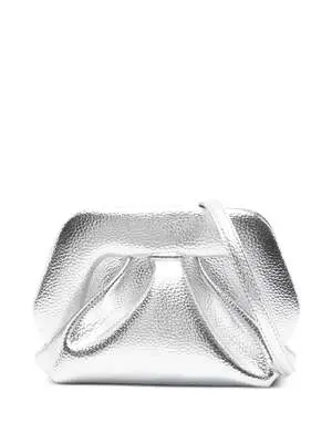 THEMOIRE Mini Leather Bag With Detachable Shoulder Strap 14 Cm X 21 Cm - Silver