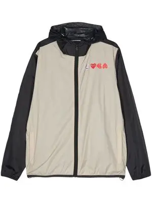 Play Comme Des Garcon Zip-up Hooded Jacket - Beigeblack