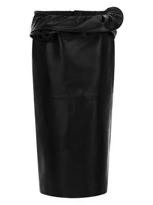 Magda Butrym Asymmetric Leather Midi Skirt