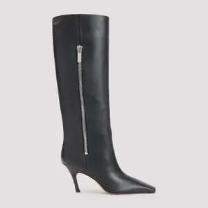 Amina Muaddi 80mm Mona Zip Up Boots - Black