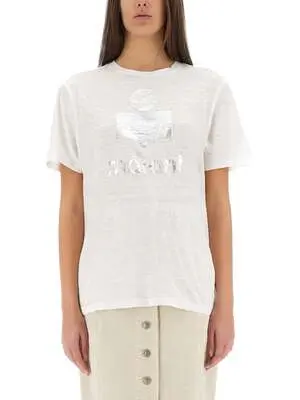 MARANT ETOILE Regular Fit Linen T-shirt - White