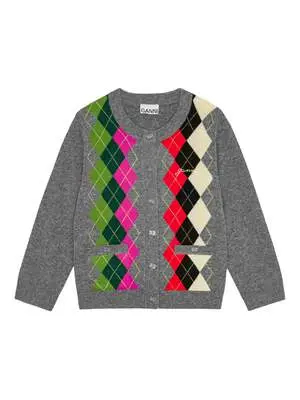 GANNI Round Neckline Long Sleeve Sweater With Button Closure Size - Grey