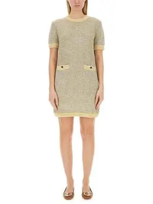 Tory Burch Textured Knit Mini Dress With Pockets