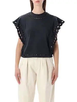 MARANT ETOILE Odyle Cut-out Cotton T-shirt - Black