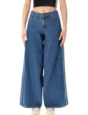 ADIDAS ORIGINALS Wide Leg Denim Track Pants - Mid Vintage Blue
