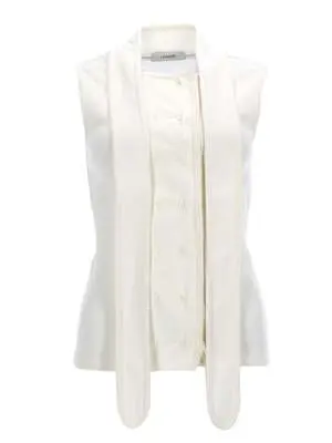 LEMAIRE Sleeveless Ribbed Knit Vest With Scarf Ties - White