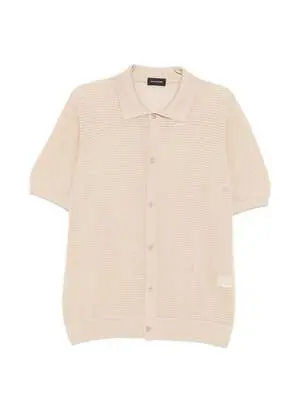 Tagliatore Knit Shirt With Button Closure And Ribbed Cuffs For - Beige