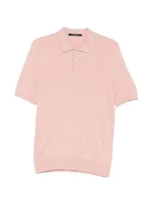 Tagliatore Cable-knit Polo Shirt With Ribbed Details - Rosa