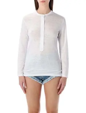MARANT ETOILE Lucy Linen Long Sleeve T-shirt - White