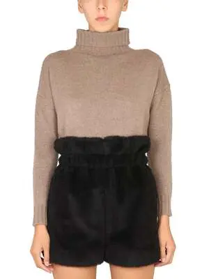 Max Mara Cropped Ribbed Turtleneck Sweater