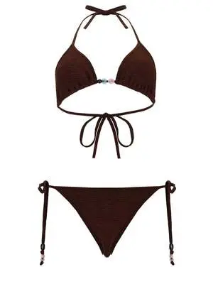 Hunza G Halterneck Triangle Bikini With Beaded Detail