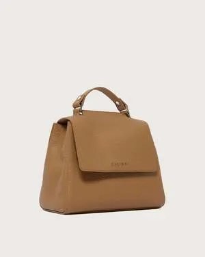 Orciani Orciani Small Handbag In Hammered Leather With Removable Shoulder Strap Marrone