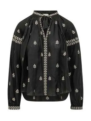 ISABEL MARANT ÉTOILE ISABEL MARANT Embroidered Ruffled Neck Blouse